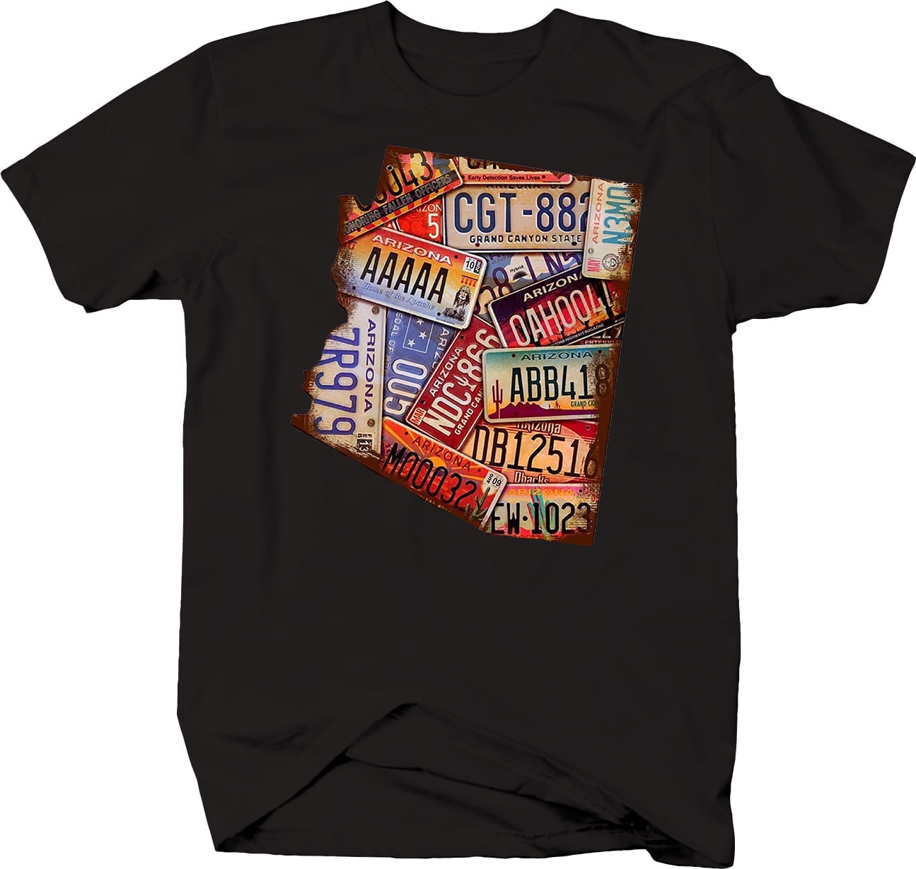Historic Arizona License Plate Shirts for Big Men 3XL Black - Walmart.com