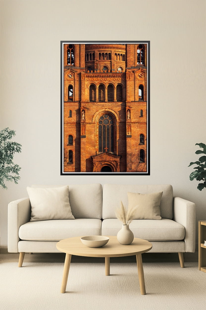 Historic Brick Church Facade Wall Art – Architectural Photography Print ...