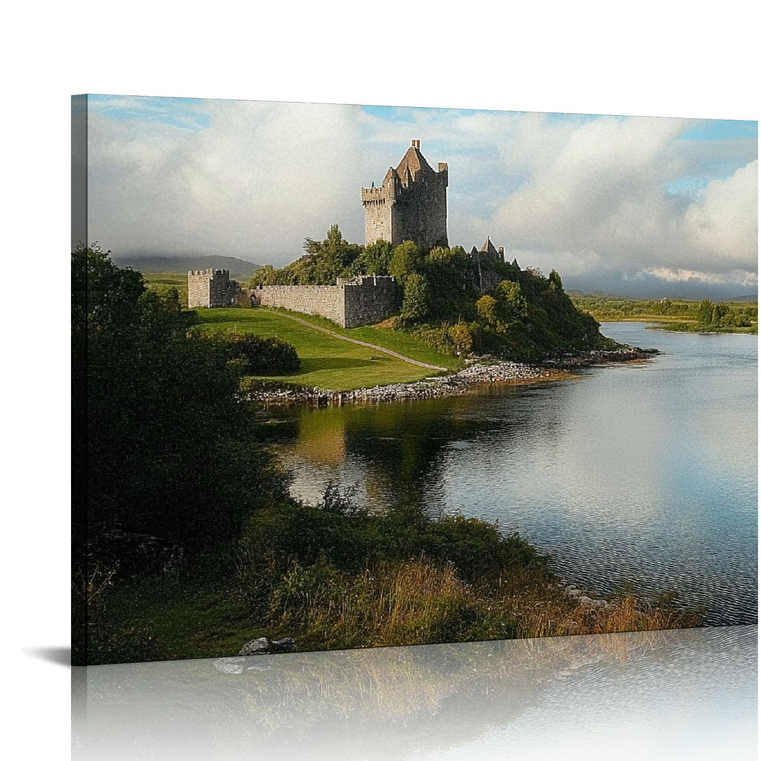 Historic Castle by the Lake - 20x16 Unframed Canvas Print - Majestic ...