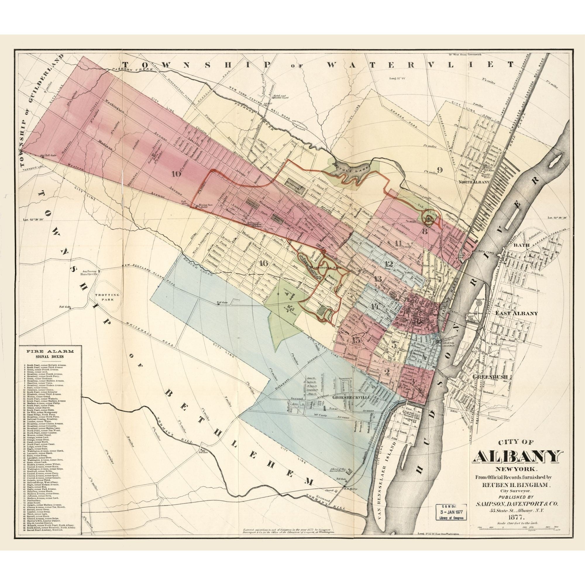 Historic City Map - Albany New York - Bingham 1877 - 26.08 x 23 - Vintage Wall Art - Walmart.com