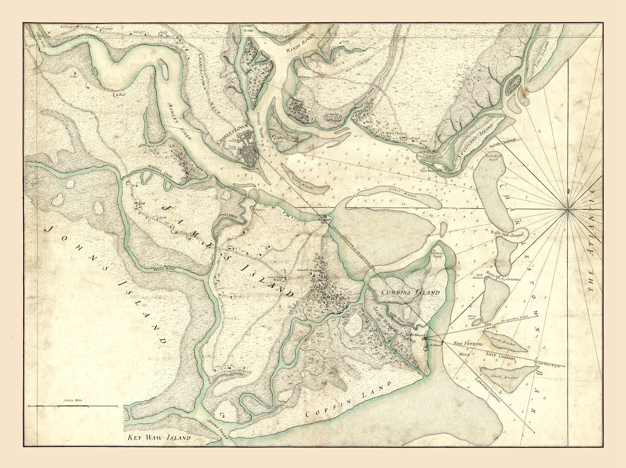 Historic City Map - Charleston South Carolina - 1780 - 30.78 x 23 ...