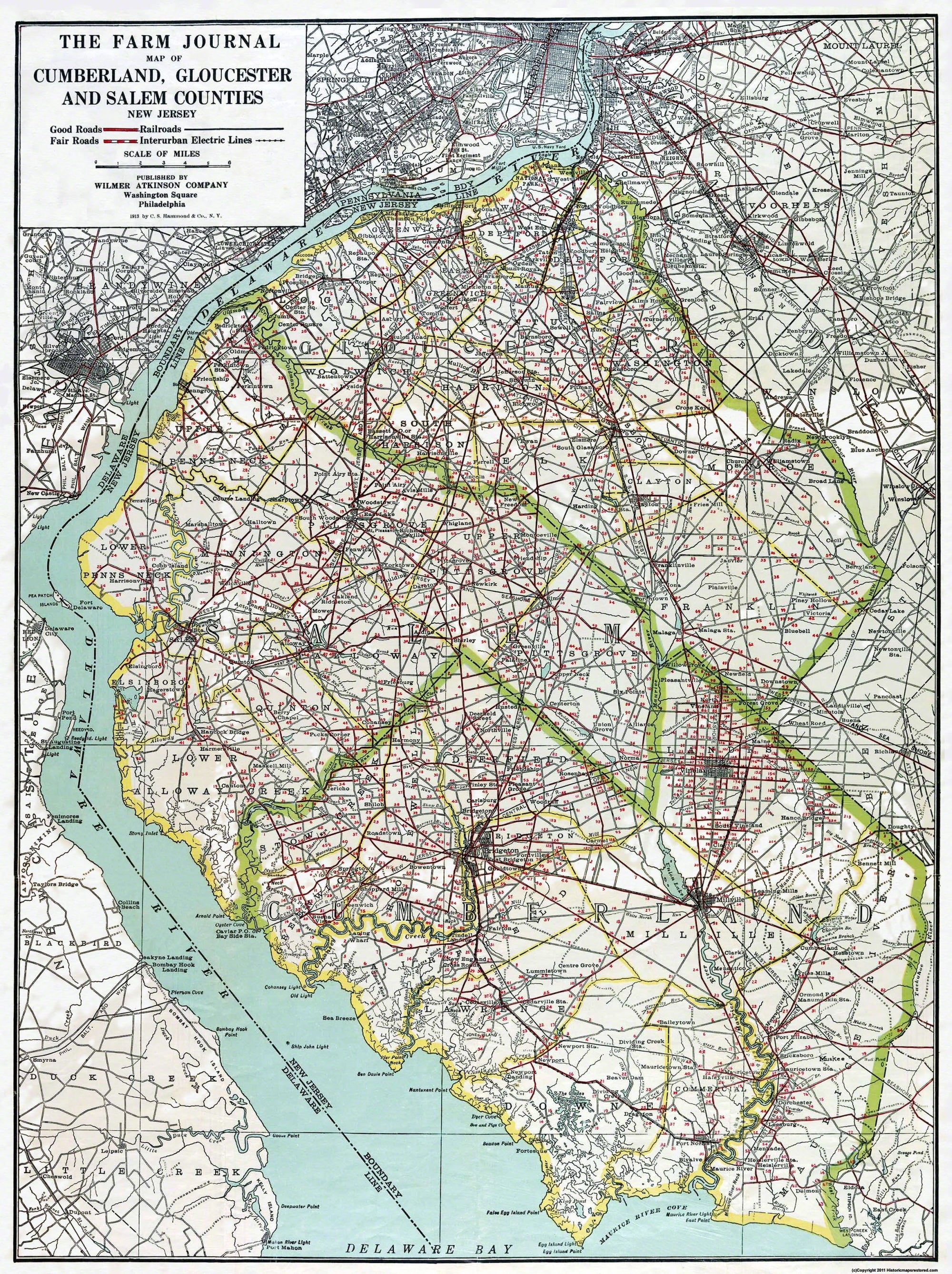 Historic City Map - Cumberland Gloucester New Jersey - Farm Journal ...