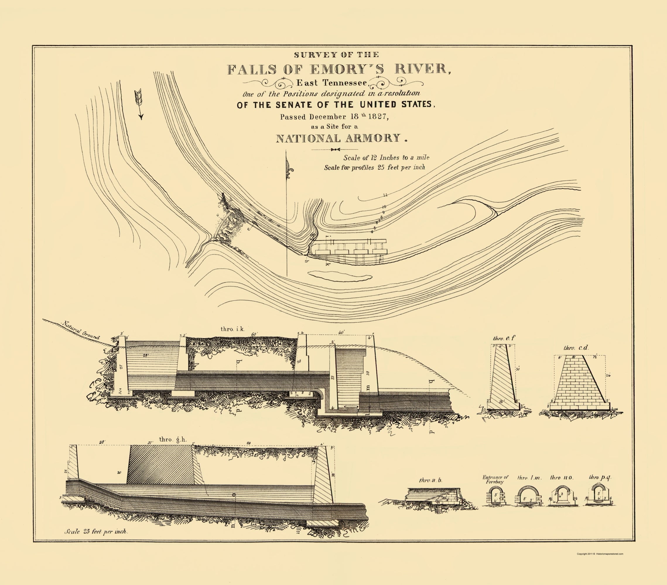 Historic City Map - Emory River Falls Tennessee National Armory - US ...