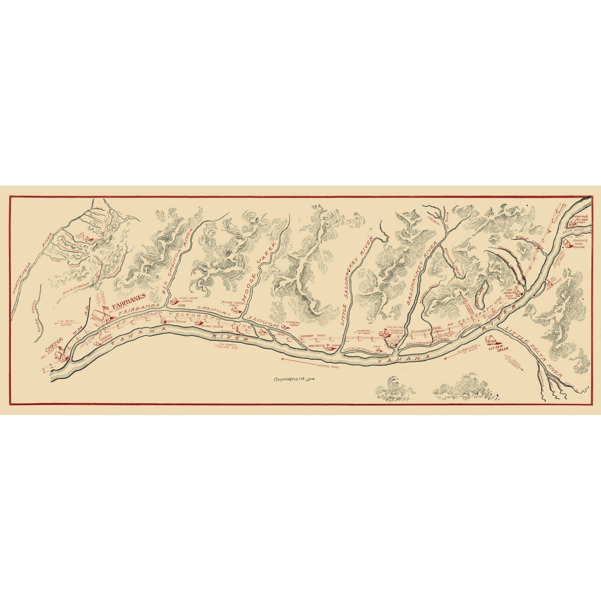 Historic City Map - Fairbanks Alaska - 1906 - 60.28 x 23 - Vintage Wall ...