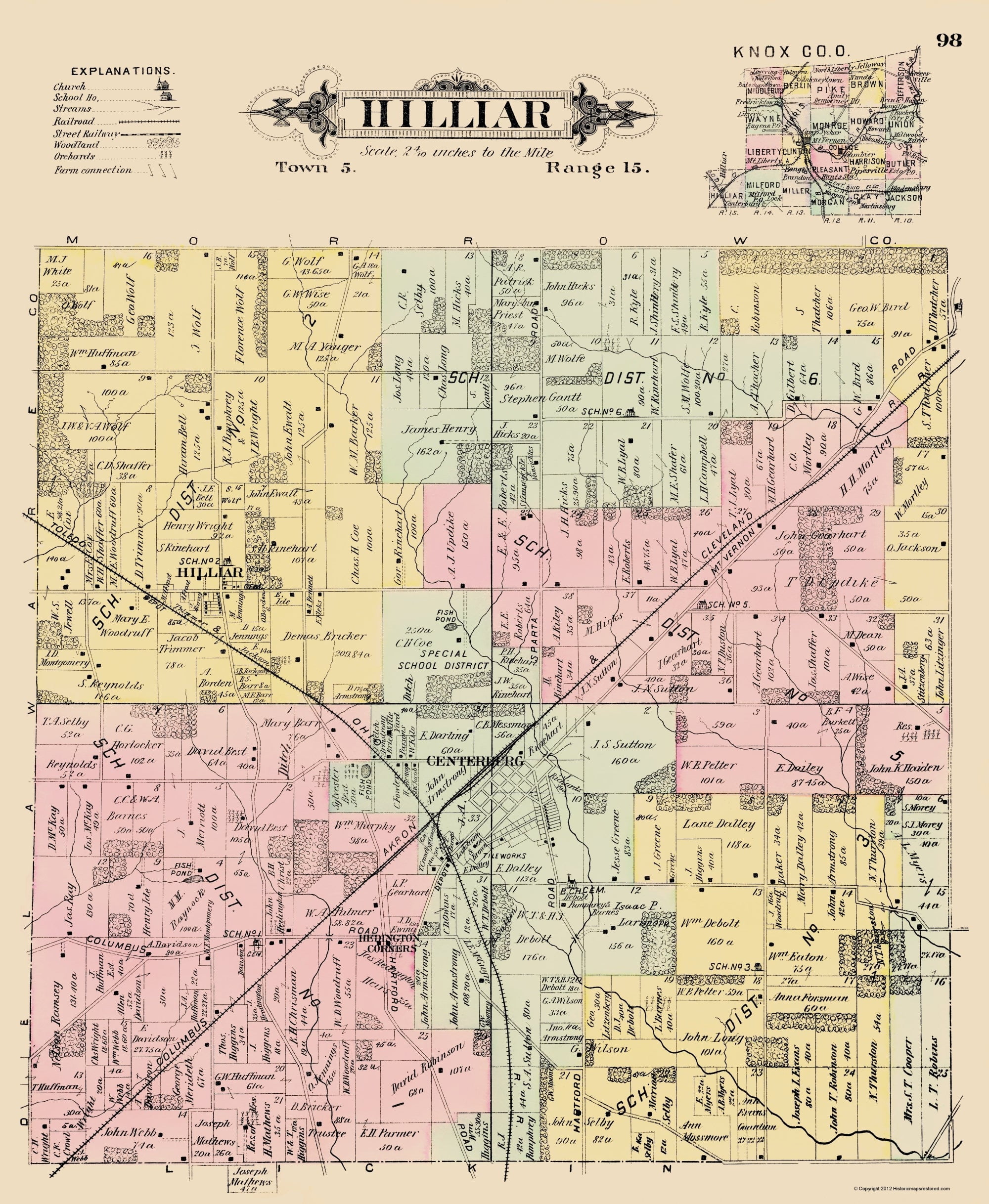 Historic City Map - Hilliar Ohio - Caldwell 1896 - 23 x 28.01 - Vintage ...