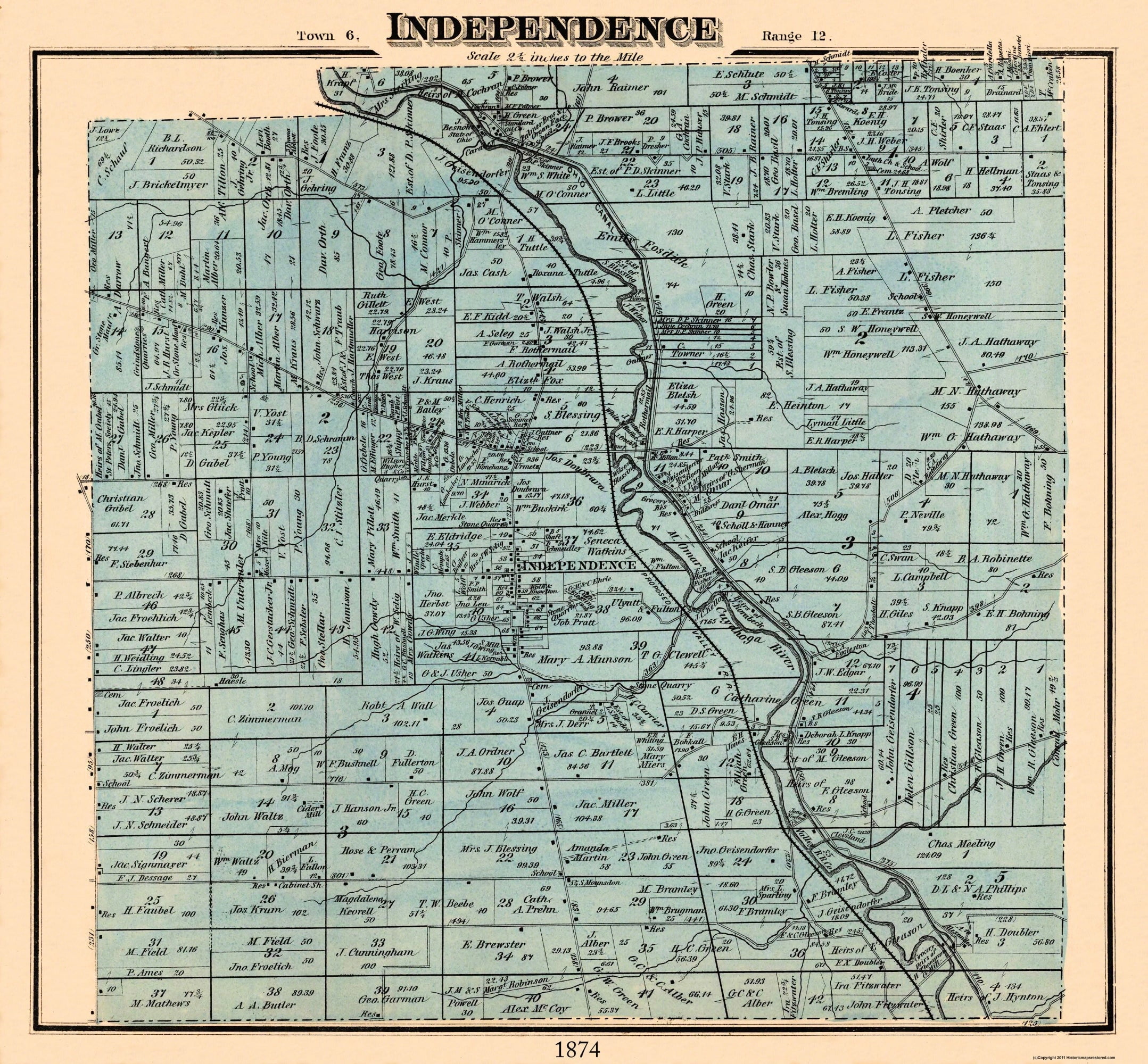Historic City Map - Independence Ohio - Titus 1874 - Vintage Wall Art ...