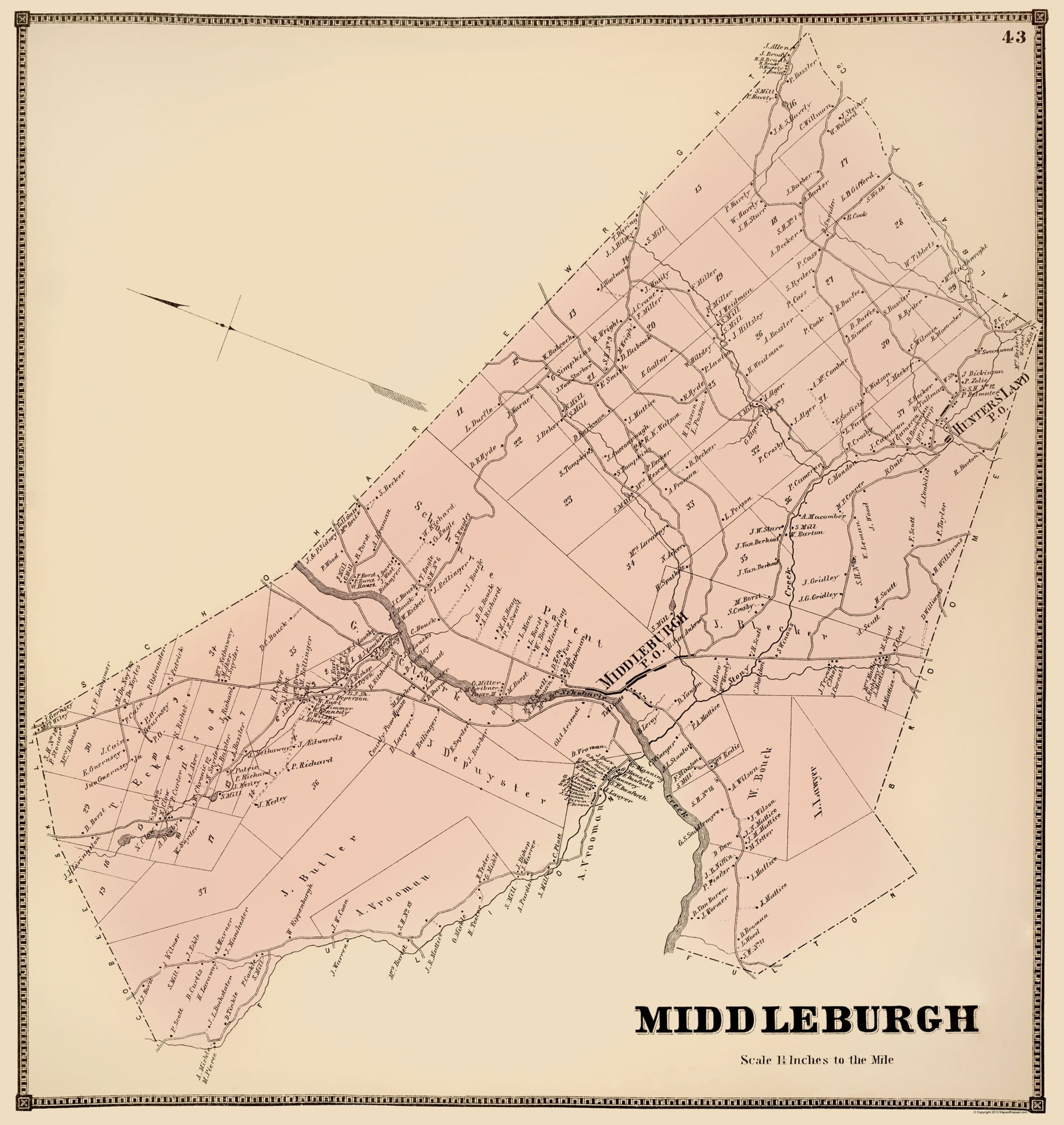 Historic City Map - Middleburgh New York - Stone 1866 - 23 x 24.31 ...