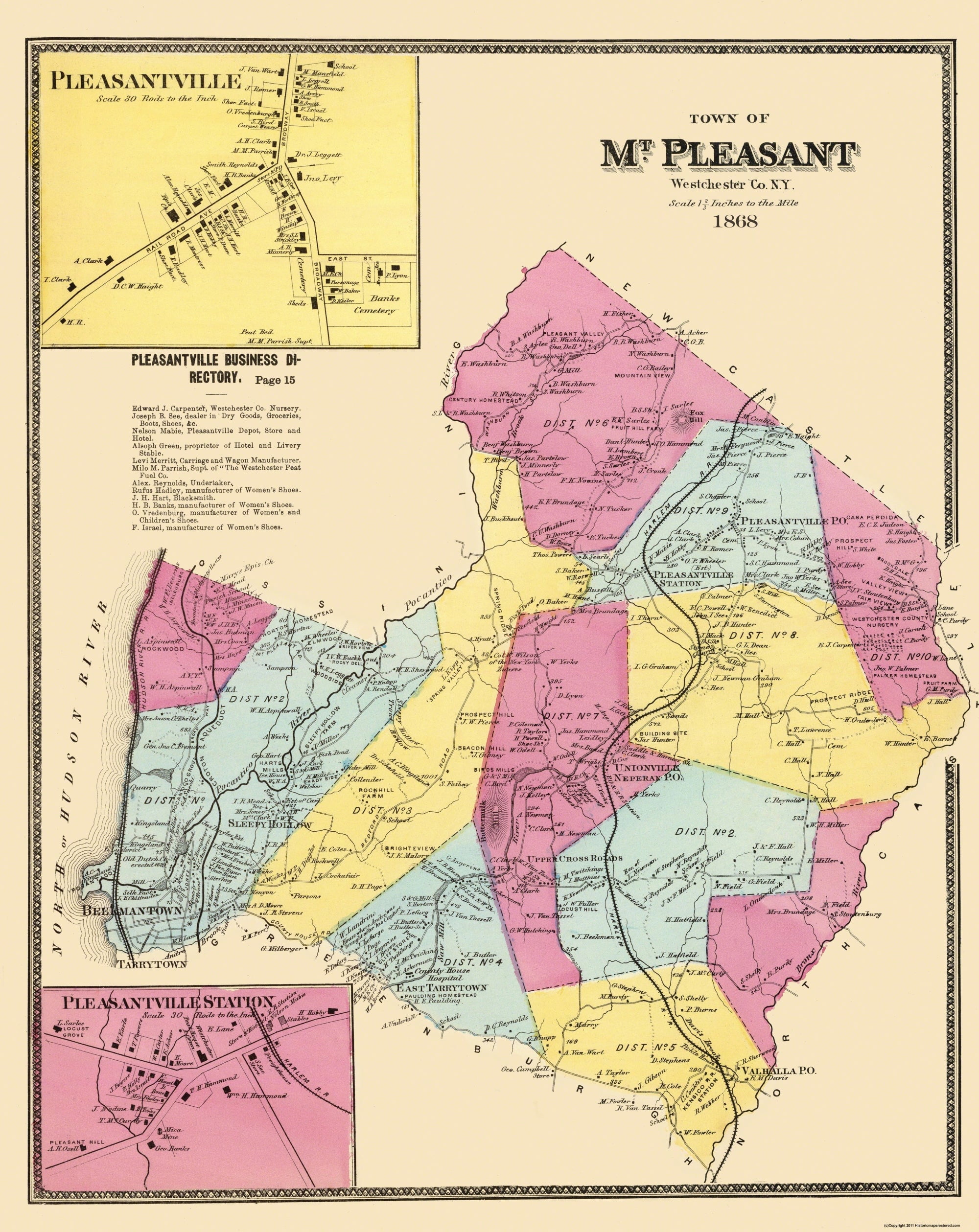 Historic City Map - Mount Pleasant New York - 1868 - 23 x 28.94 ...