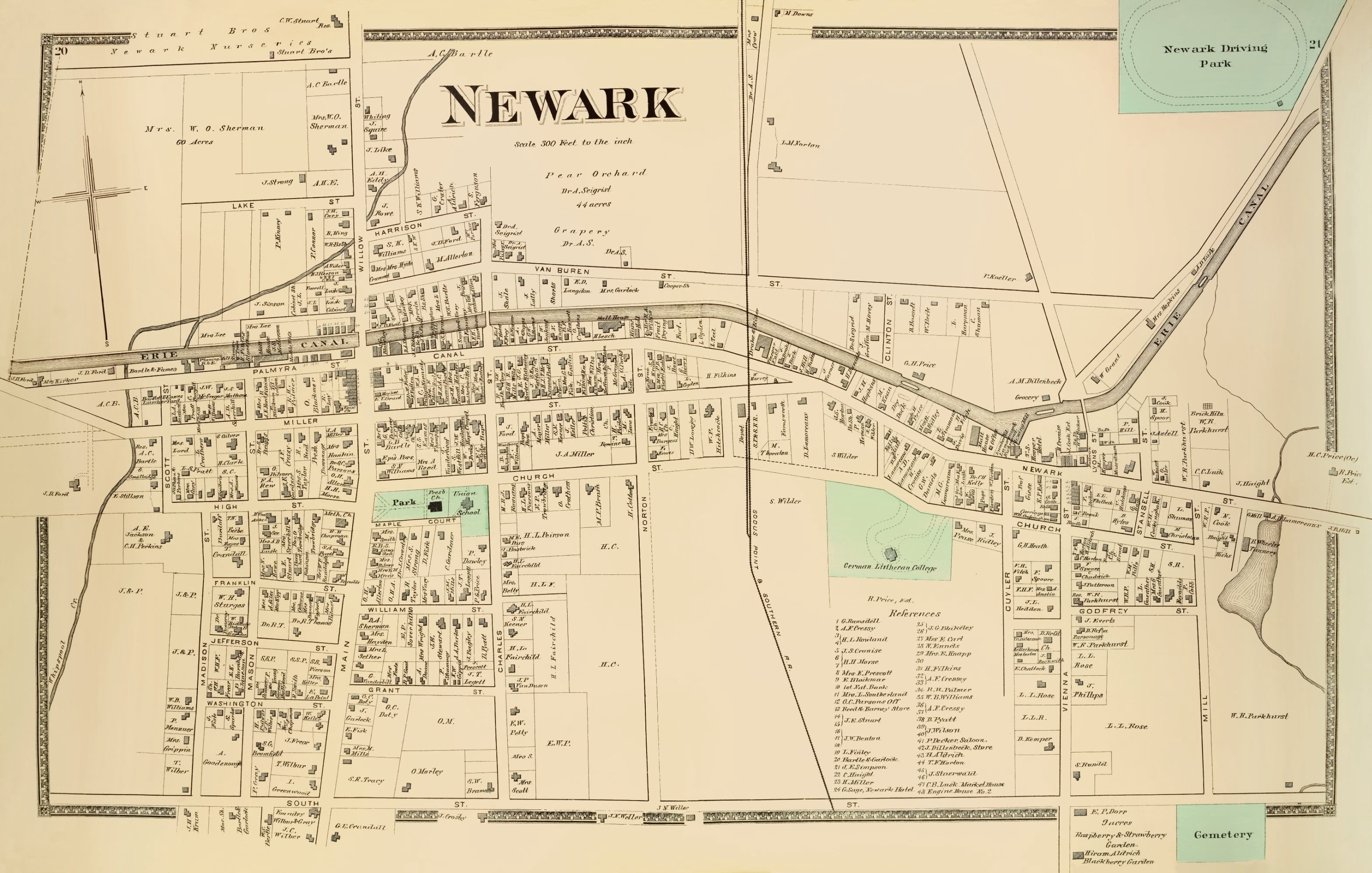 Historic City Map - Newark City New York - Beers 1874 - 23 x 36.11 ...