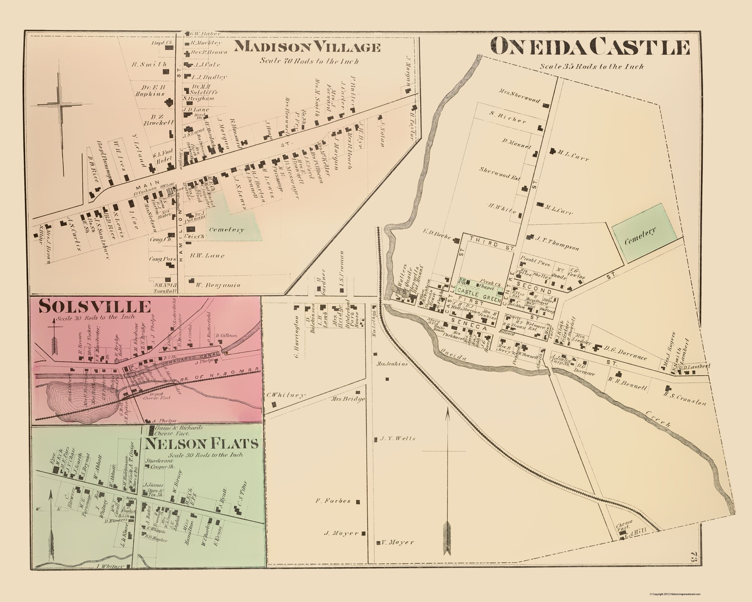 Historic City Map - Oneida Castle New York - Whitman 1875 - 23 x 28.75 ...