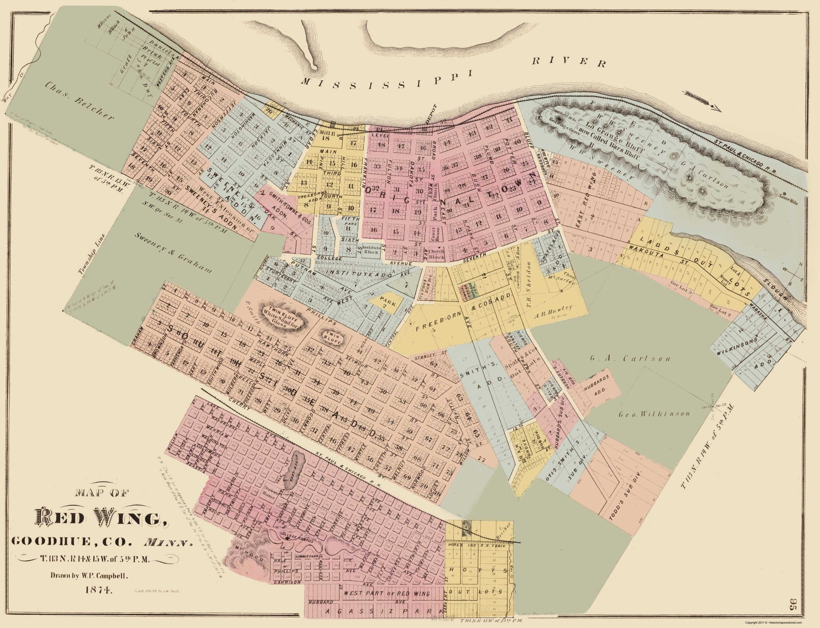 Historic City Map - Red Wing Minnesota - Andreas 1874 - 23 x 30.01 ...