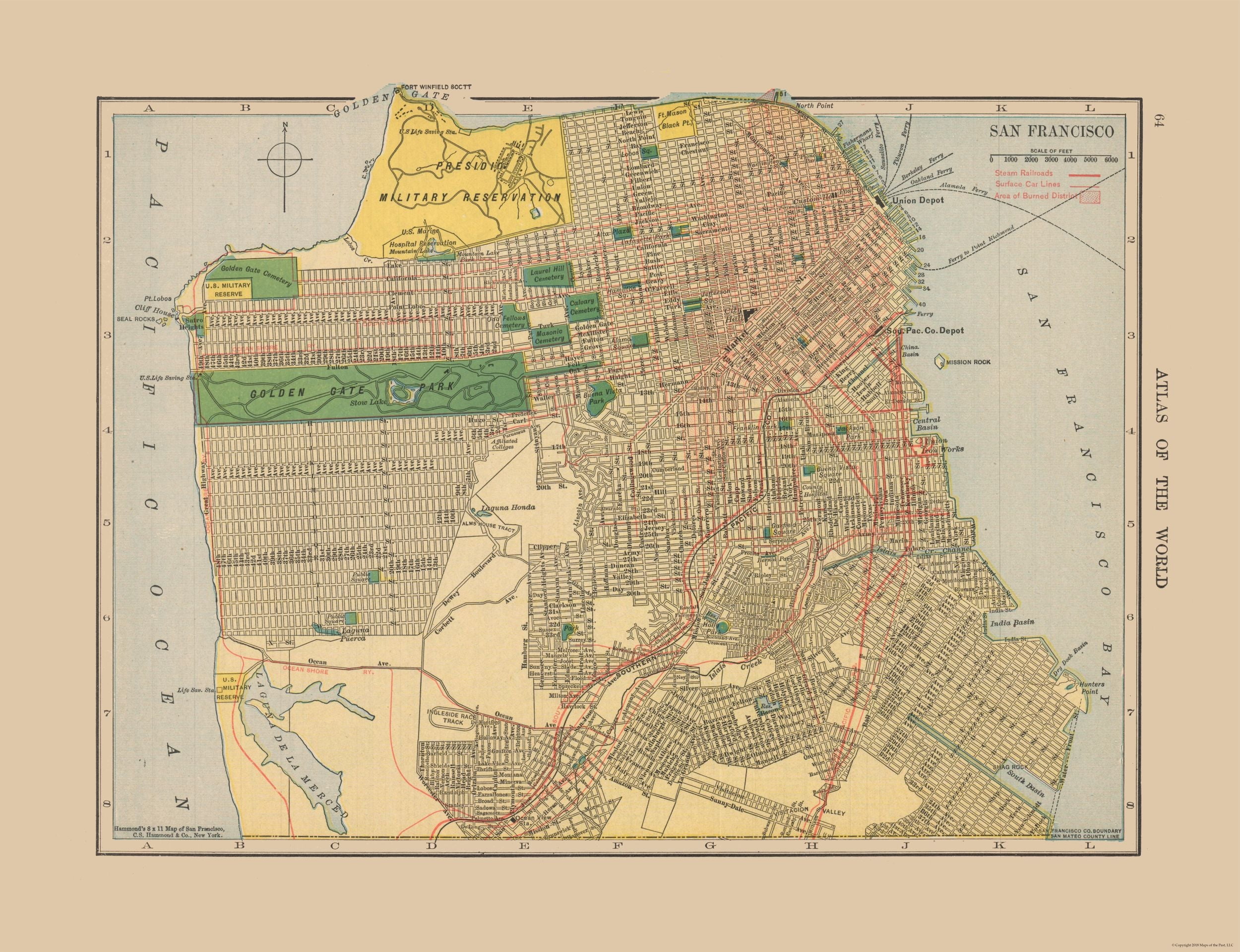 Historic City Map - San Francisco California - Hammond 1910 - 29.93 x ...
