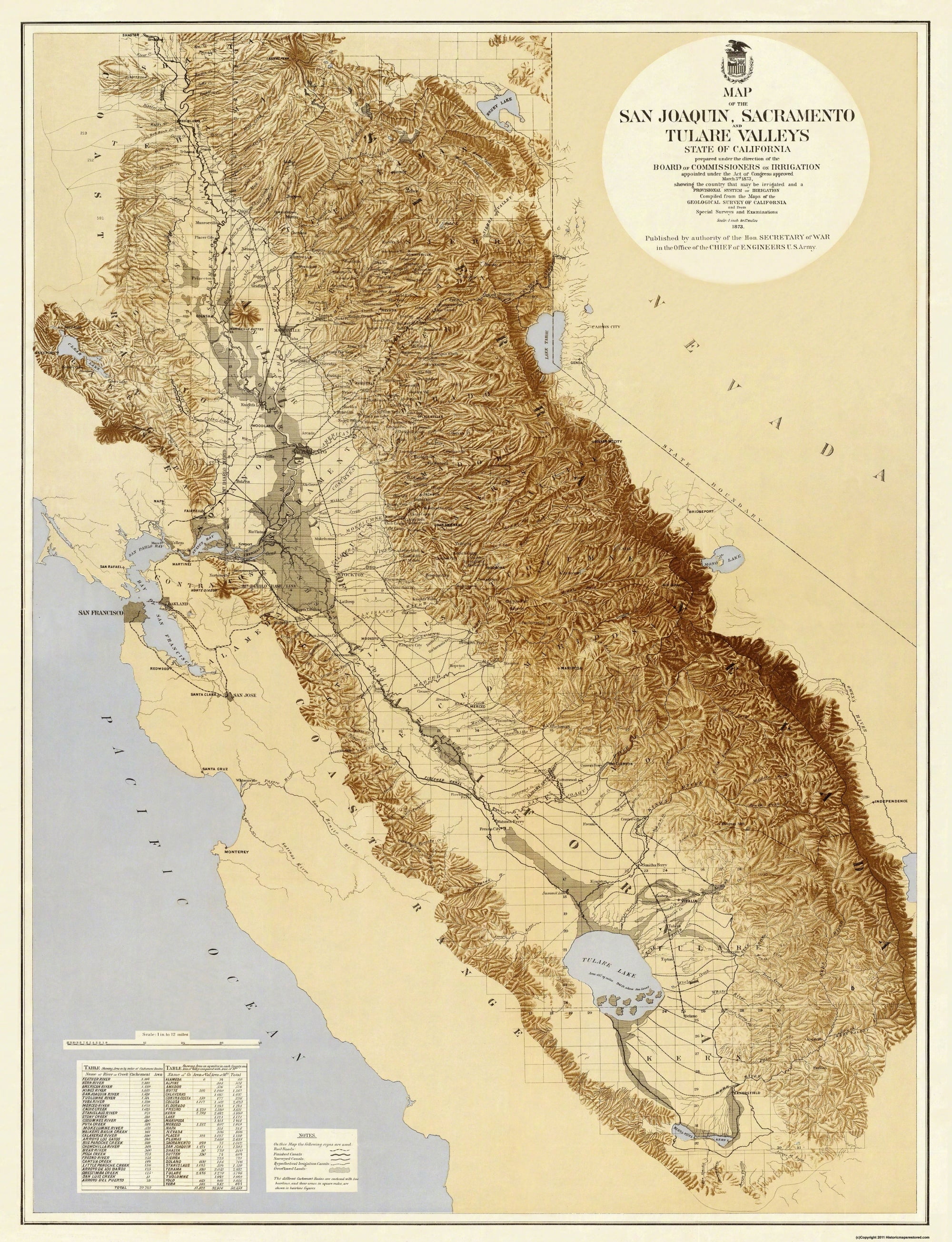 Historic City Map - San Joaquin Tulare Valleys California - US War Dept ...
