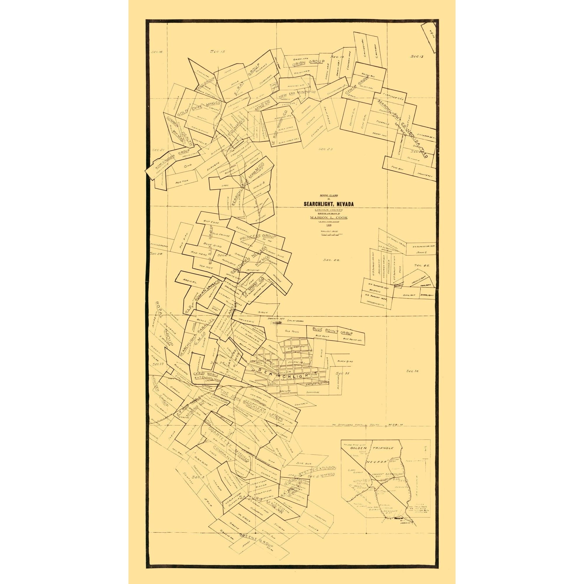 Historic City Map - Searchlight Nevada - Cook 1906 - 23 x 41.09 ...