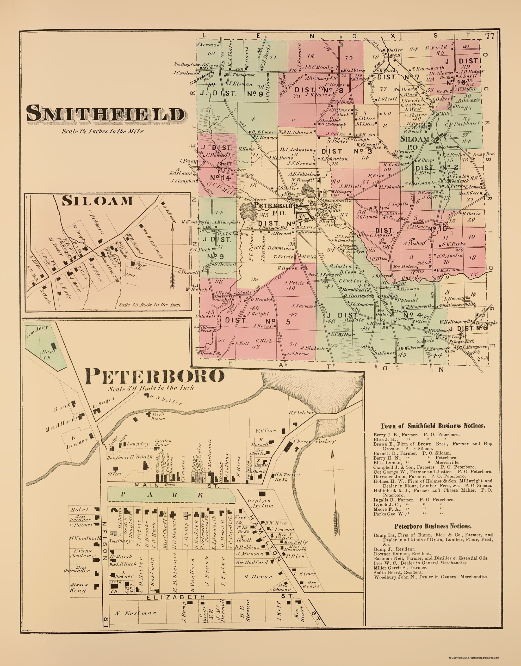 Historic City Map - Smithfield New York - Whitman 1875 - 23 x 29.38 ...