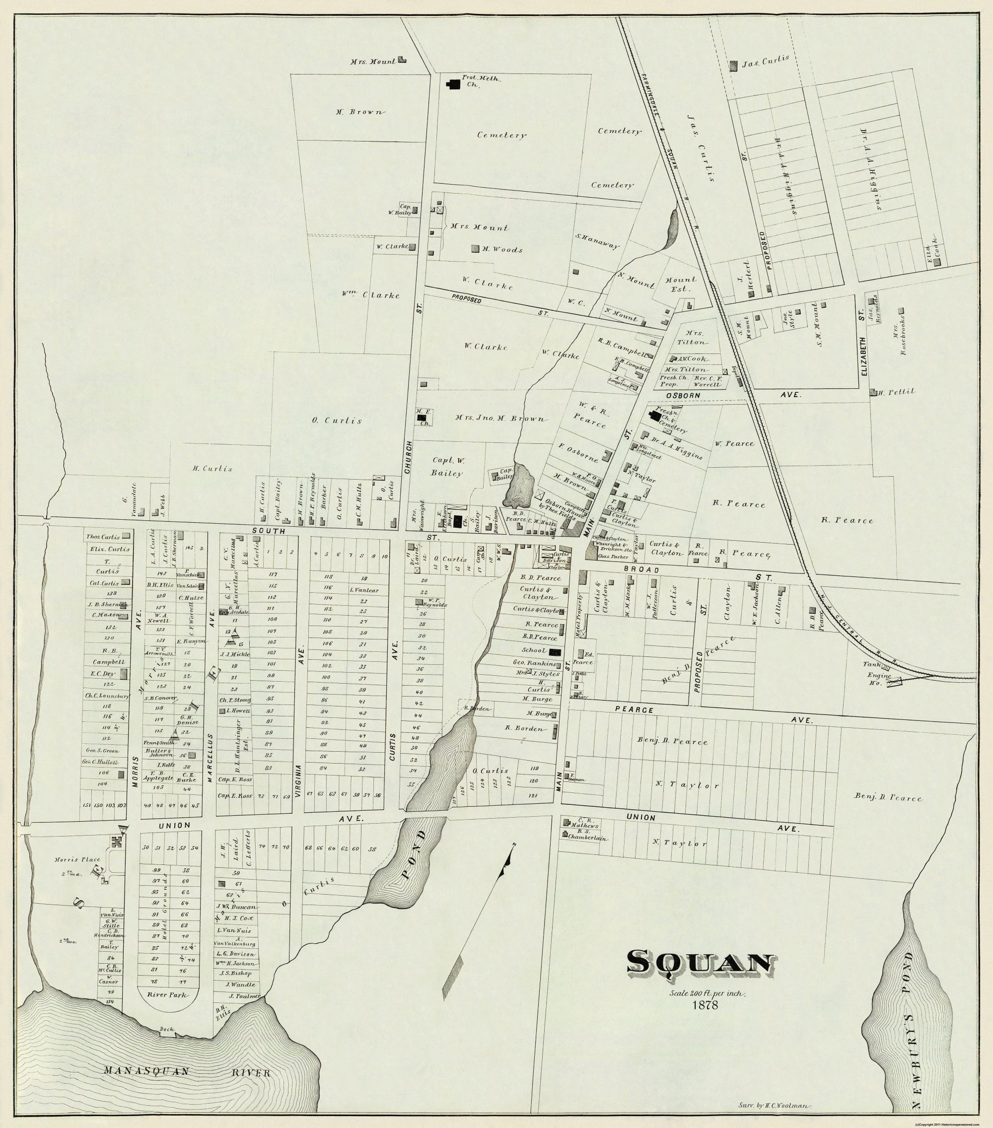 Historic City Map - Squan New Jersey - Woolman 1878 - 23 x 26.13 ...