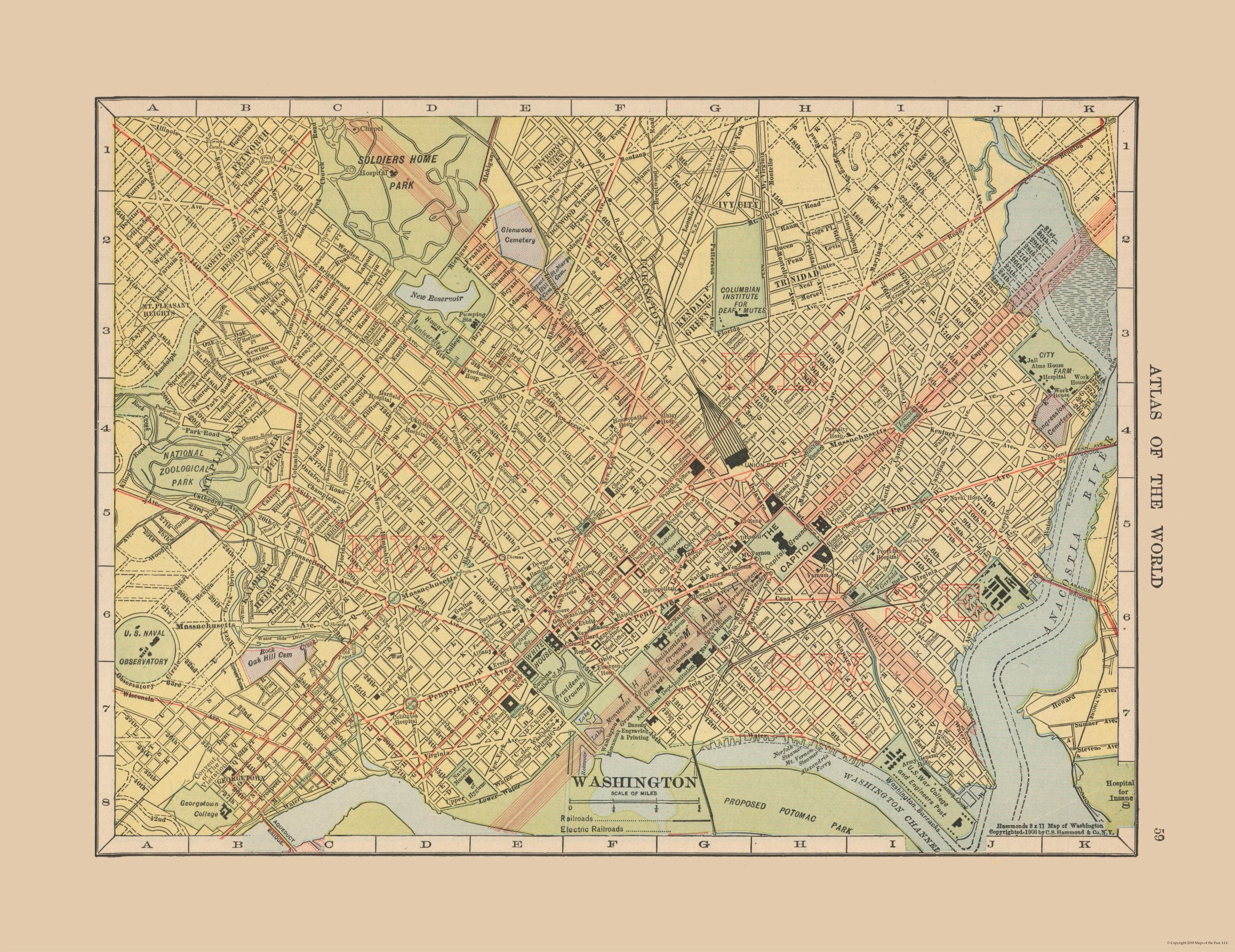 Historic City Map - Washington DC - Hammond 1910 - 29.85 x 23 - Vintage ...