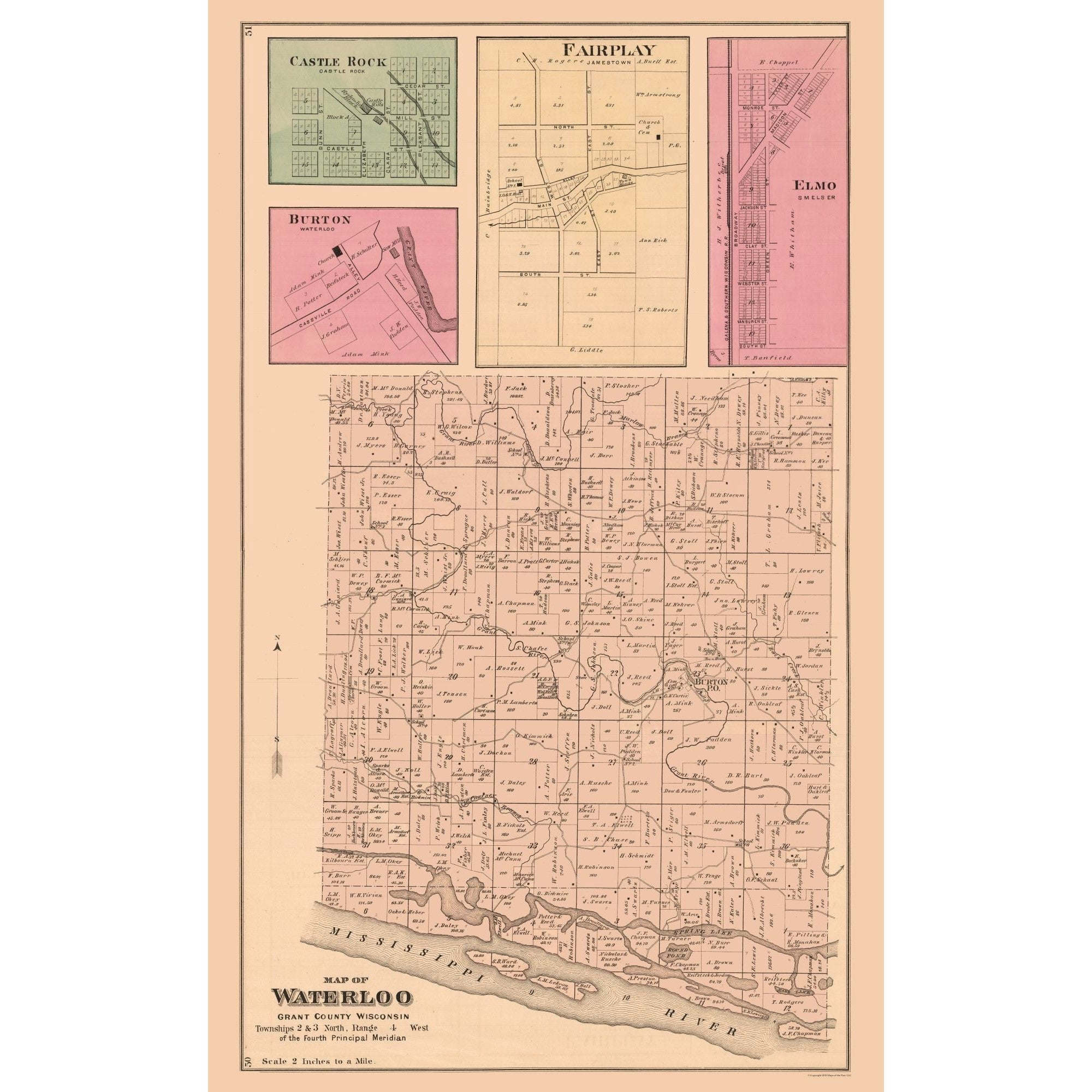 Historic City Map - Waterloo Wisconsin - Foote 1877 - 23 x 37.17 ...
