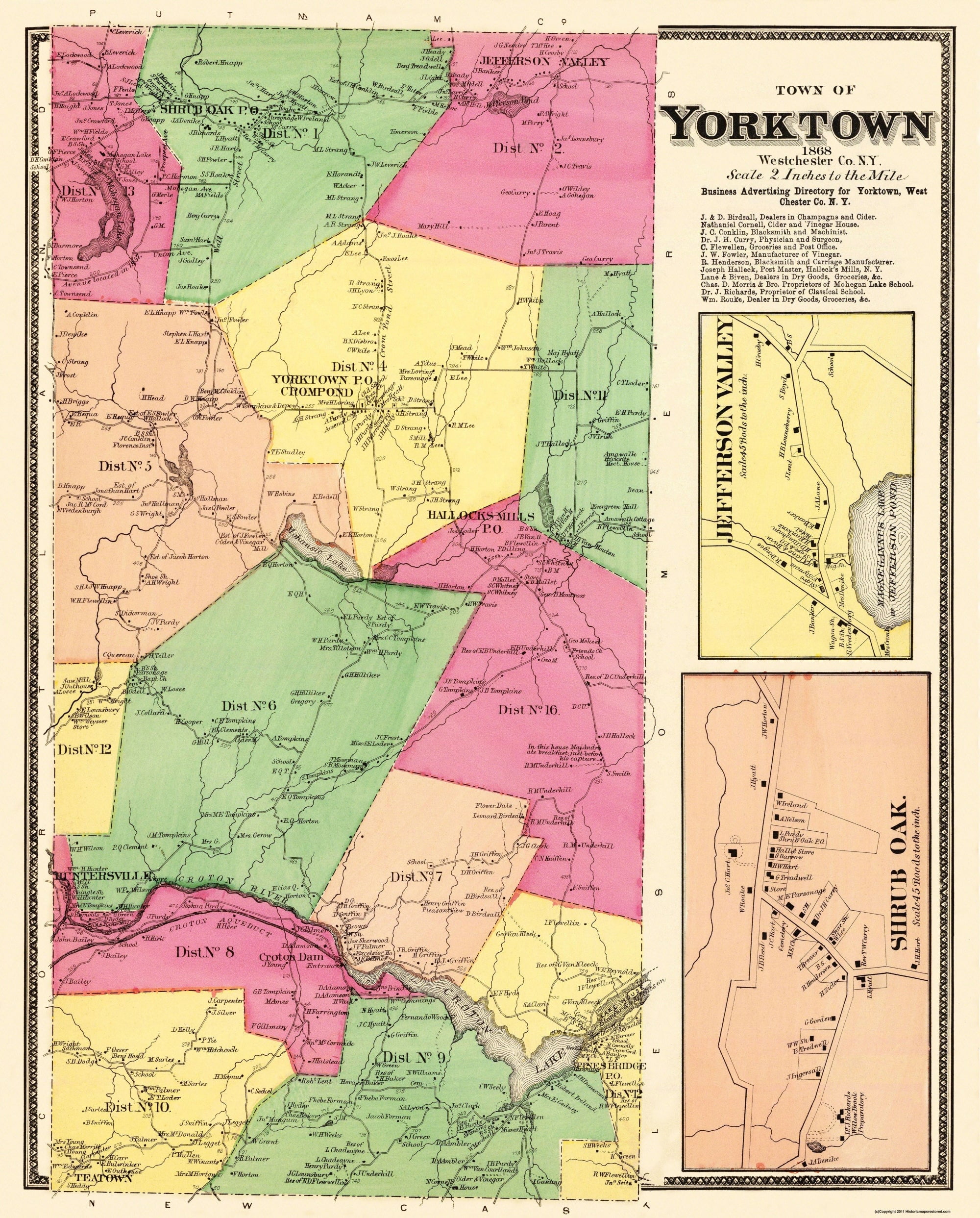 Historic City Map - Yorktown New York - Beers 1868 - 23 x 28.56 ...
