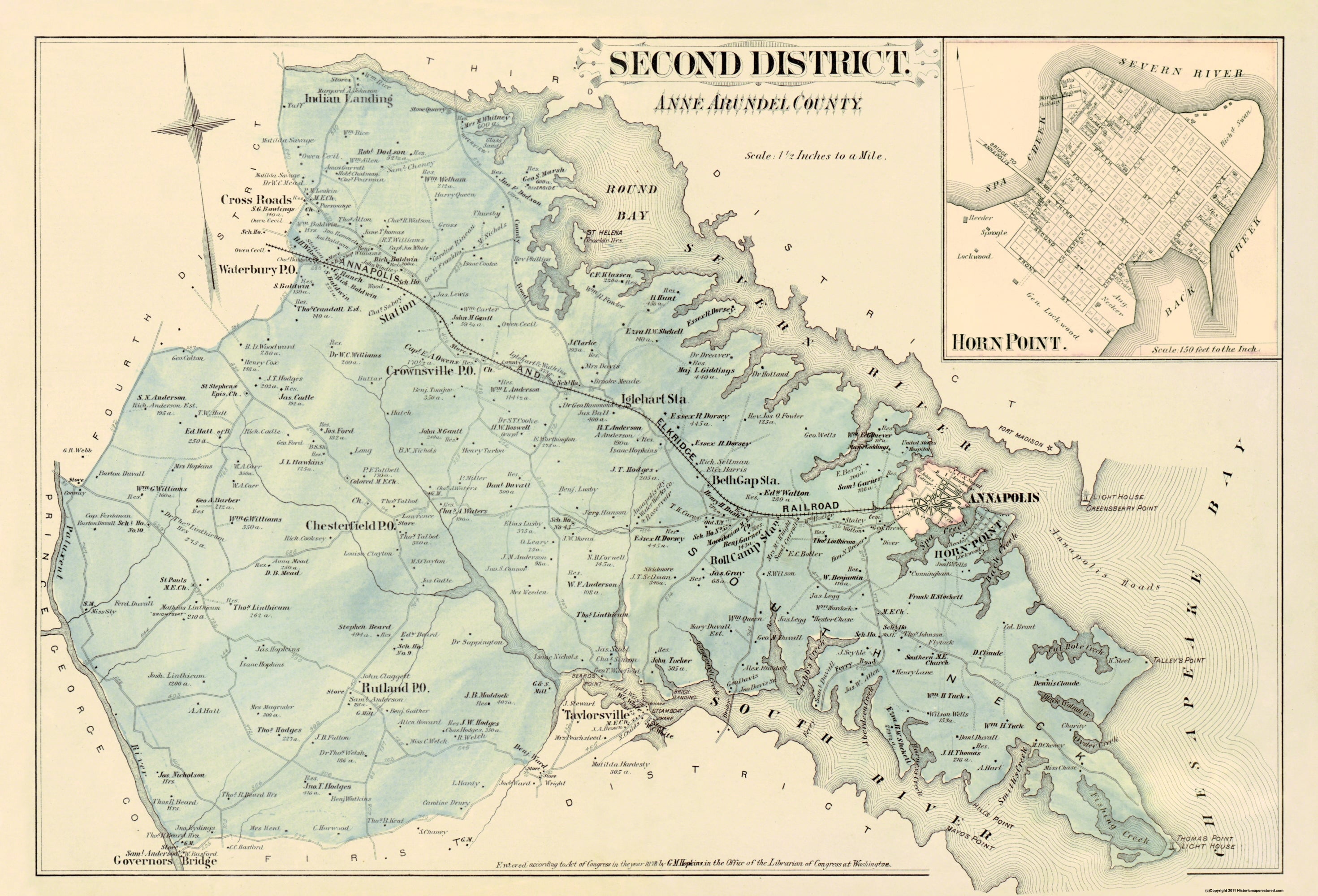 Historic County Map - Anne Arundel Second District Maryland - Hopkins ...