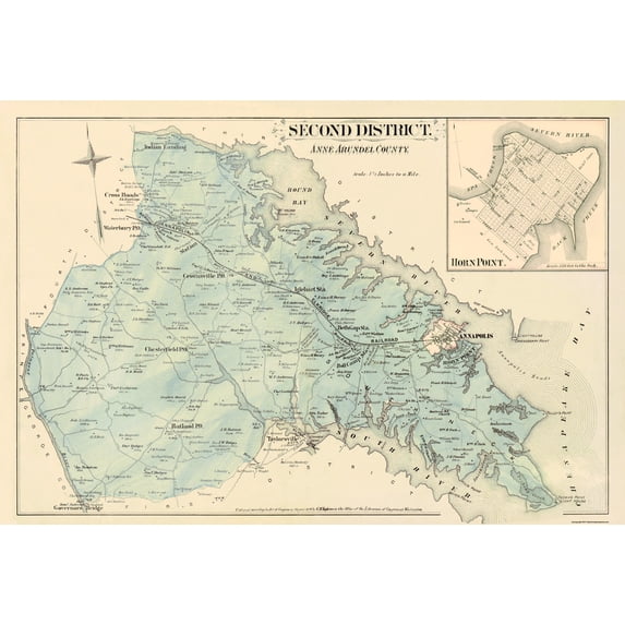 Historic County Map - Anne Arundel Second District Maryland - Hopkins ...