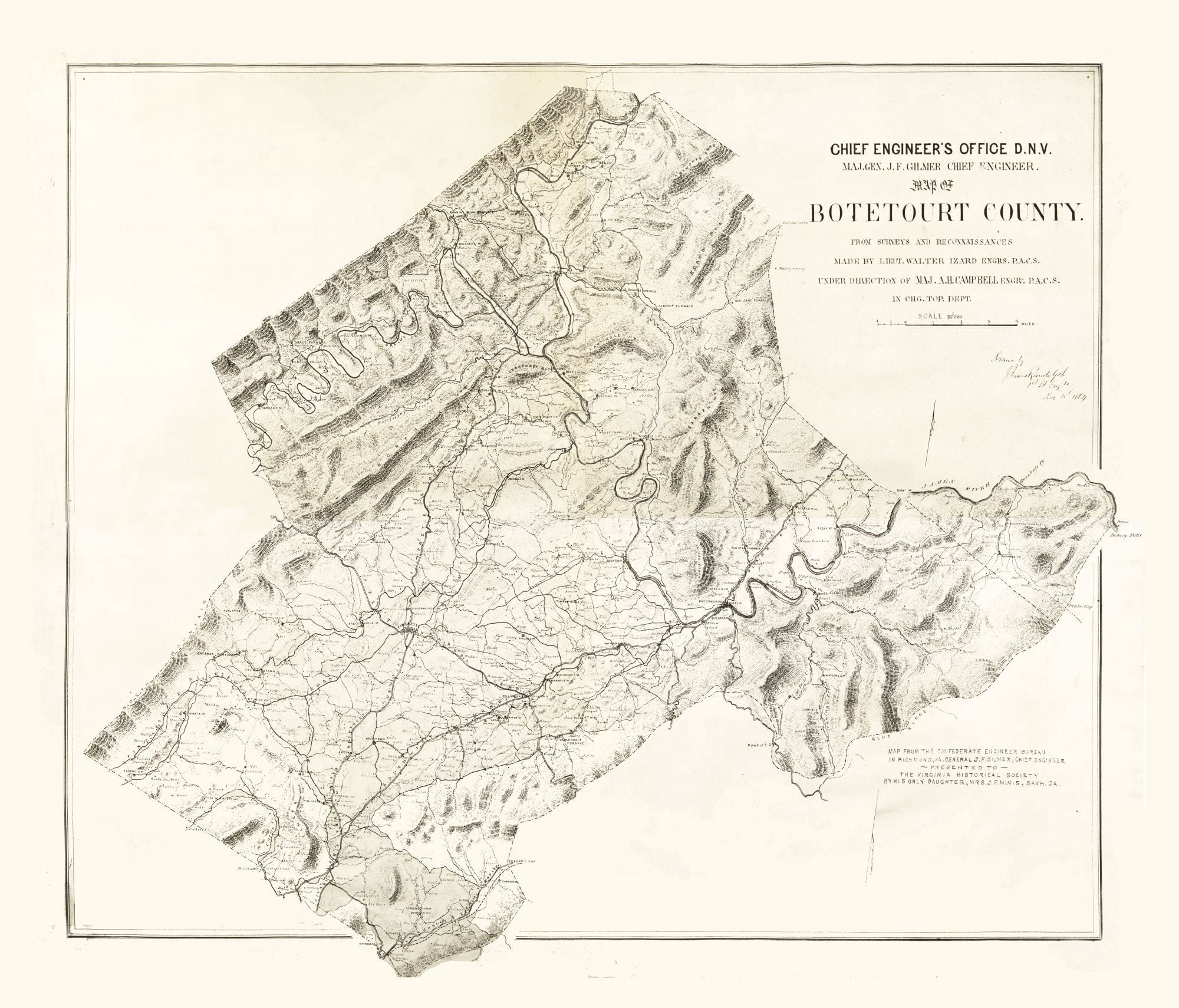 Historic County Map - Botetourt County Virginia - Randolph 1864 - 26.90 ...