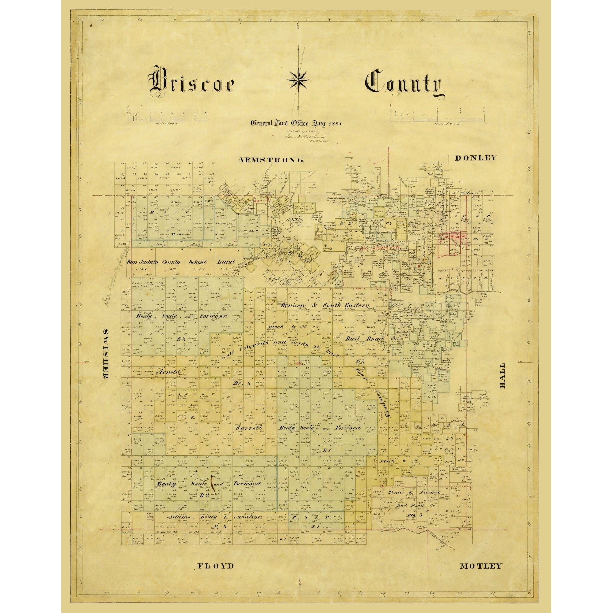 Historic County Map - Briscoe County Texas - General Land Office 1881 ...