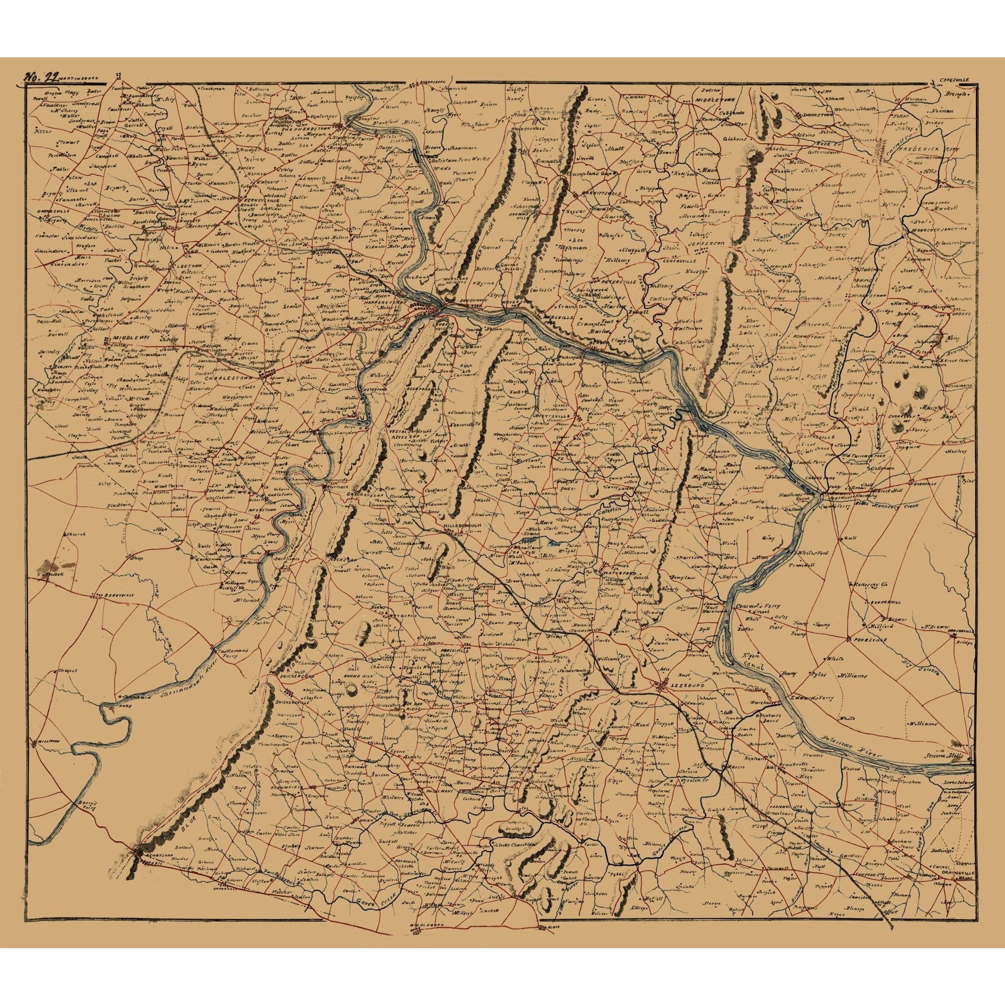 Historic County Map - Clarke County Virginia - 1864 - 25.95 x 23 ...