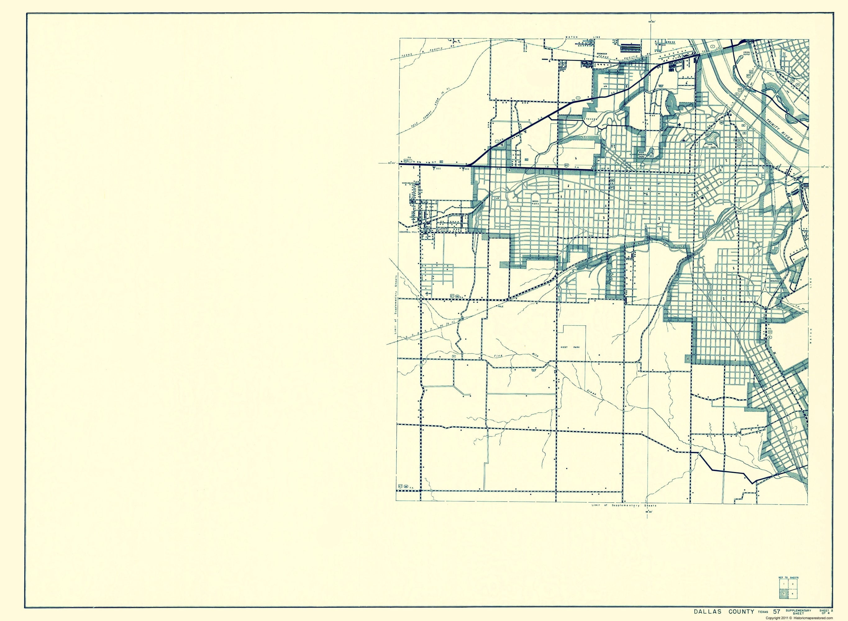 Historic County Map - Dallas County Texas Cities pt 2 - Highway ...