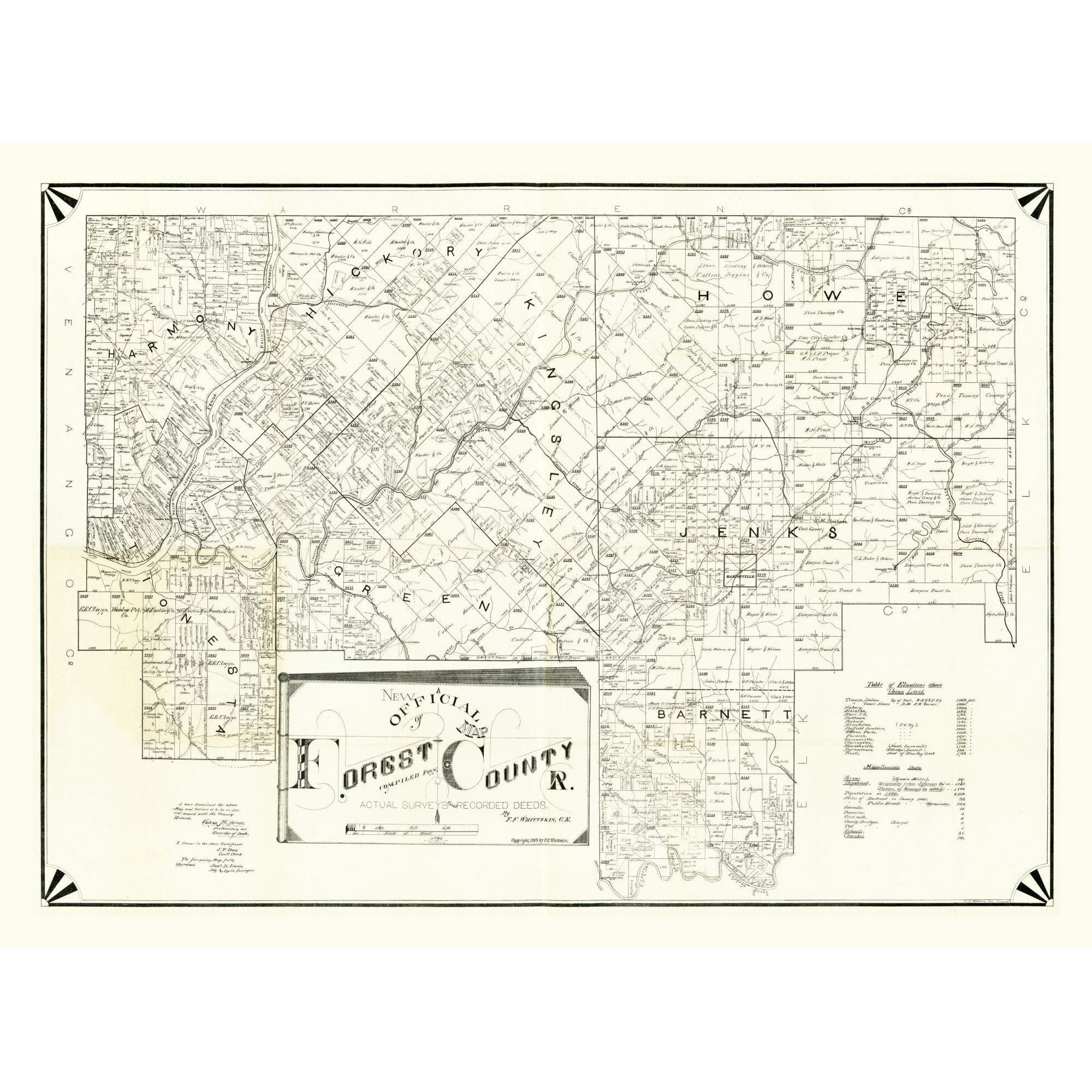 Historic County Map - Forest County Pennsylvania - Whittekin 1895 - 31. ...