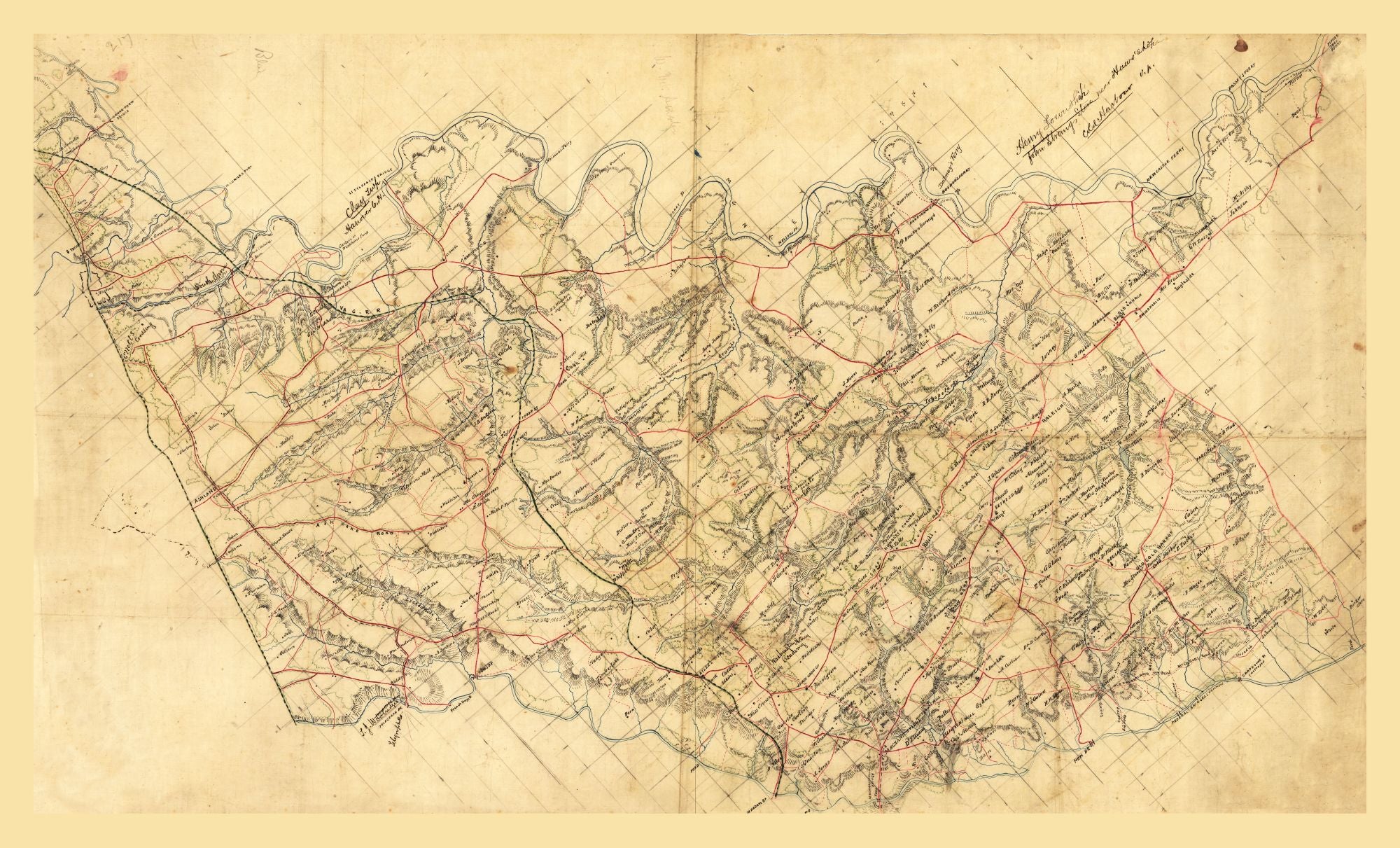 Historic County Map - Hanover County Virginia - Strong 1860 - 37.97 x ...