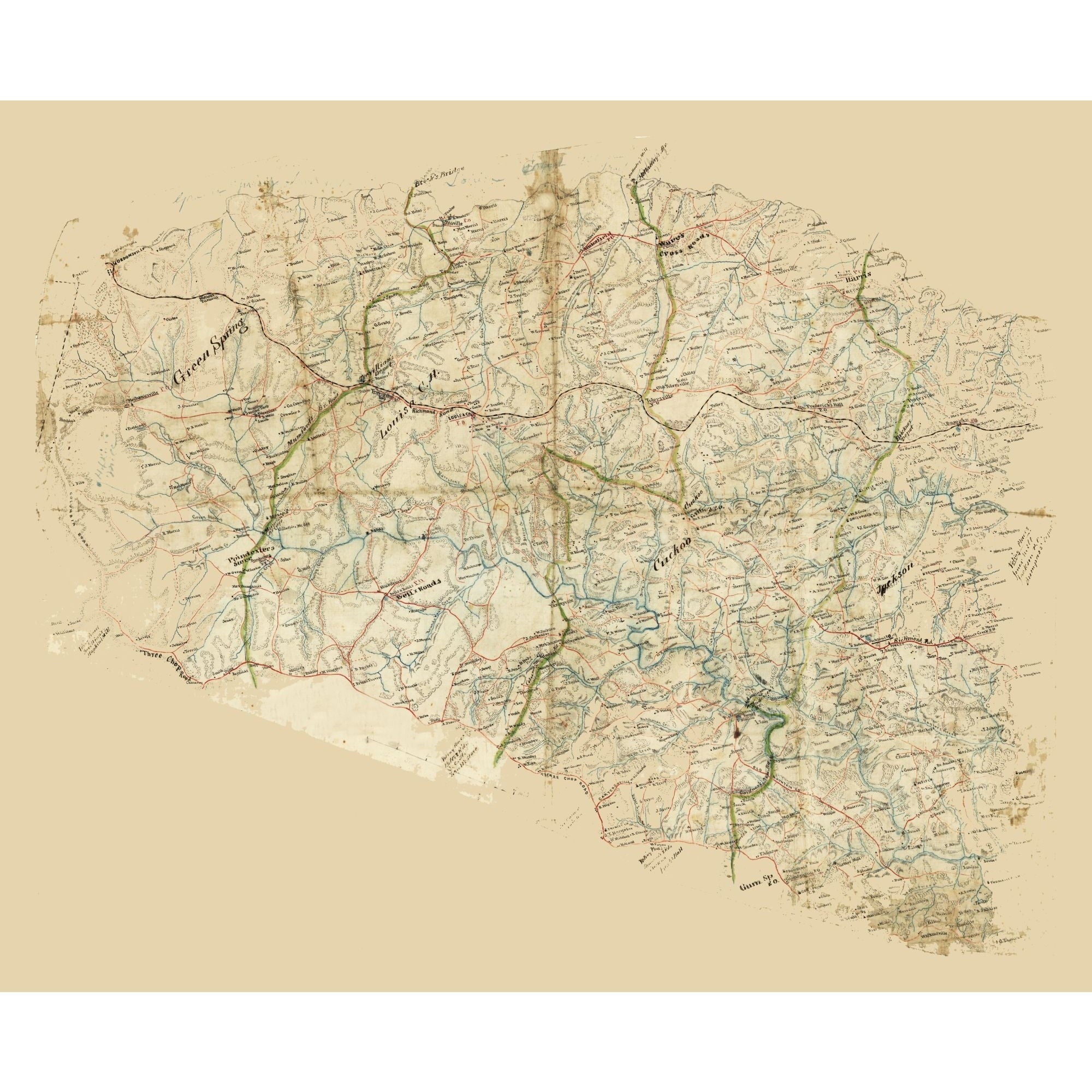 Historic County Map - Louisa County Virginia - 1860 - 28.18 x 23 ...