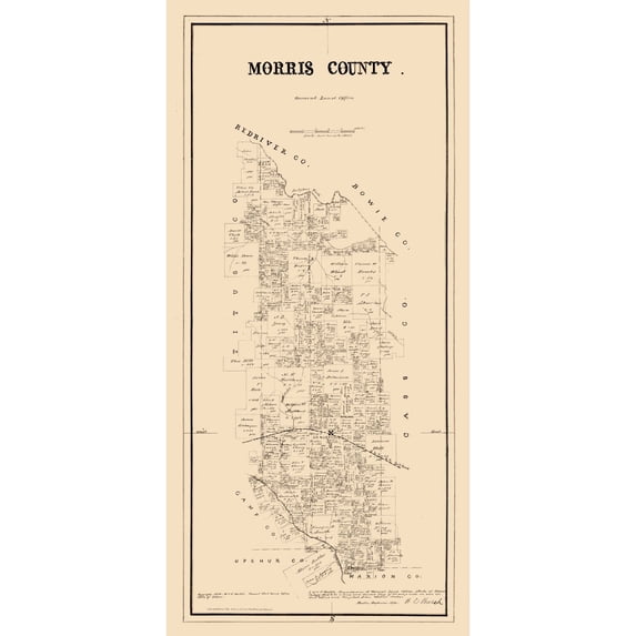 Historic County Map - Morris County Texas - Walsh 1880 - 23 x 48.23 ...