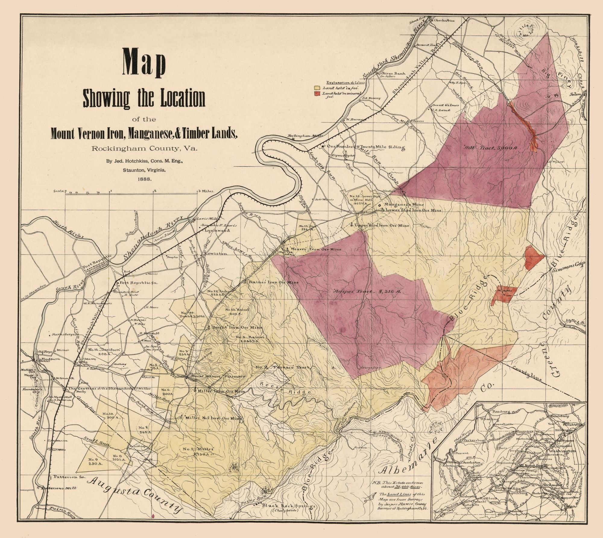 Historic County Map - Rockingham County Virginia - Hotchkiss1888 - 25. ...