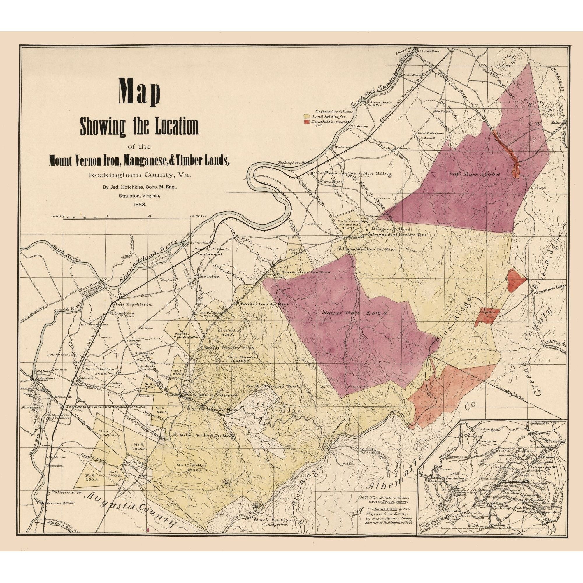 Historic County Map - Rockingham County Virginia - Hotchkiss1888 - 25. ...