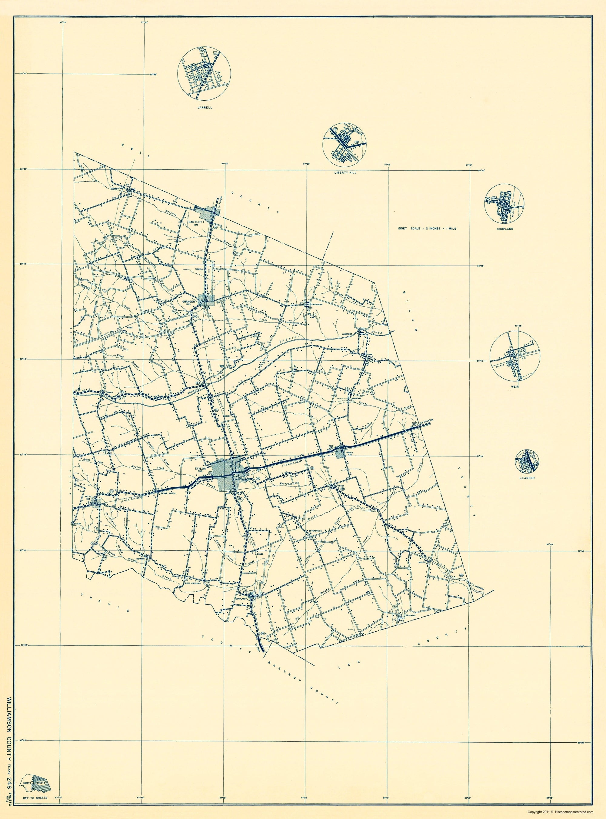 Historic County Map - Williamson County Texas pt 2 - Highway Department ...