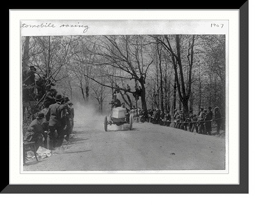 Historic Framed Print, [2-man racing car rounding curve], 17-7/8" x 21 ...