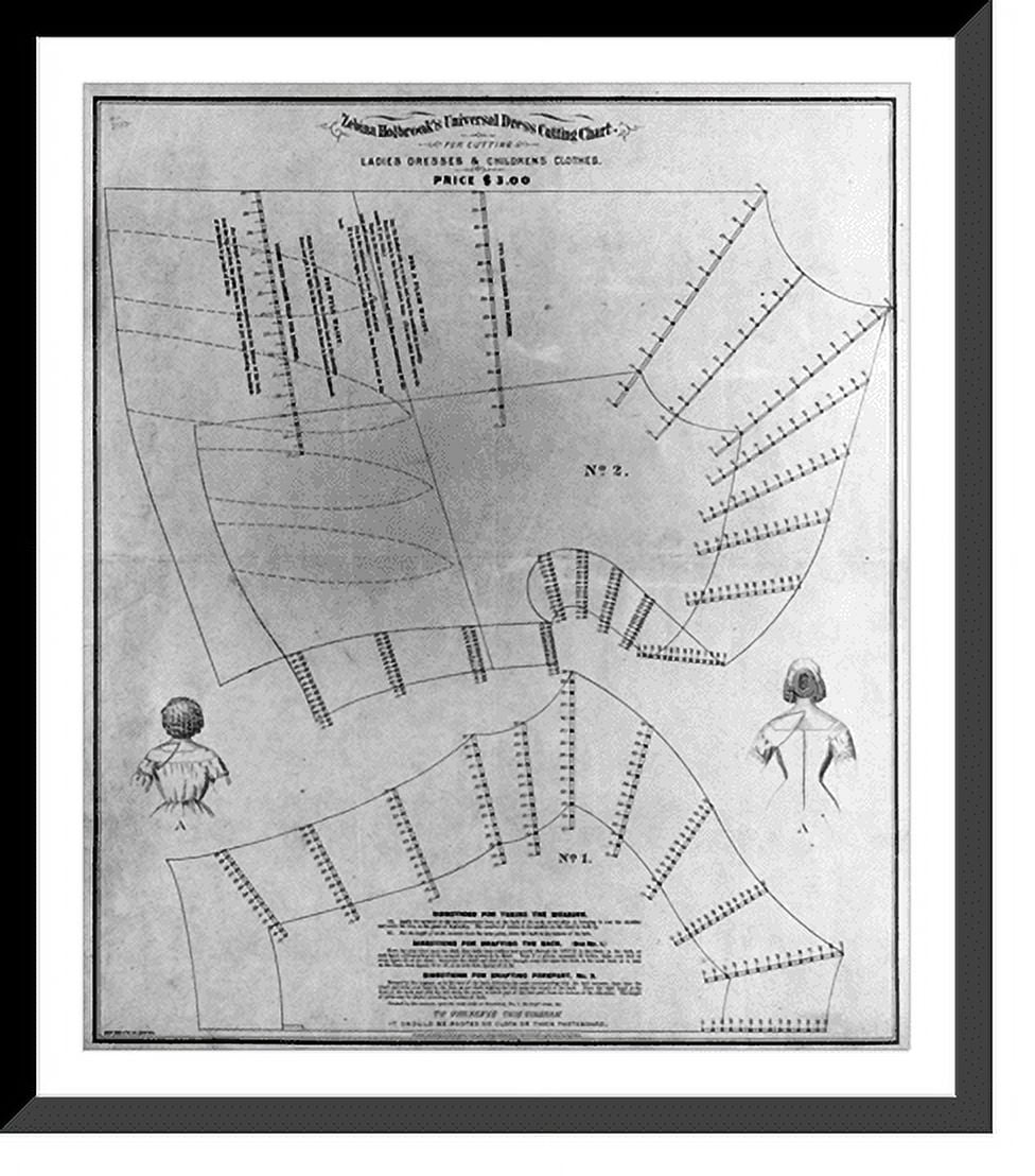 Historic Framed Print, [3 tailor's cutting charts for dresses]: Zebina ...