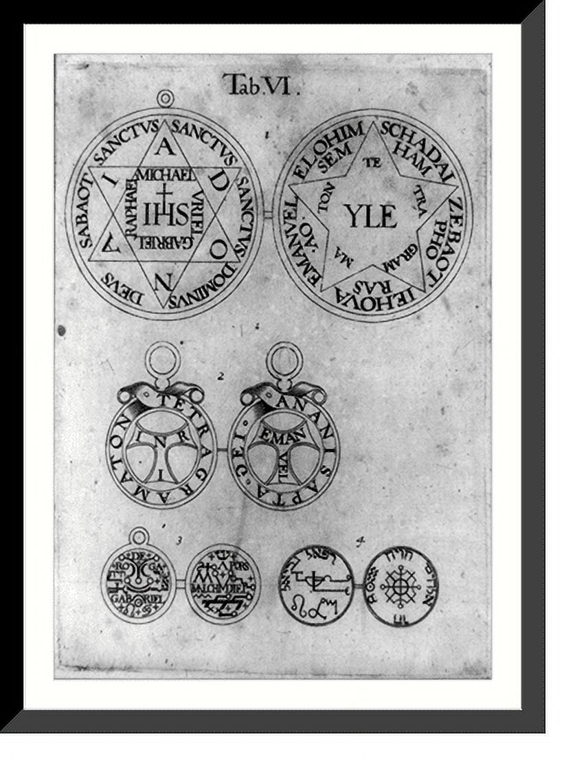 Historic Framed Print, [8 amulets in different languages], 17-7/8" x 21 ...