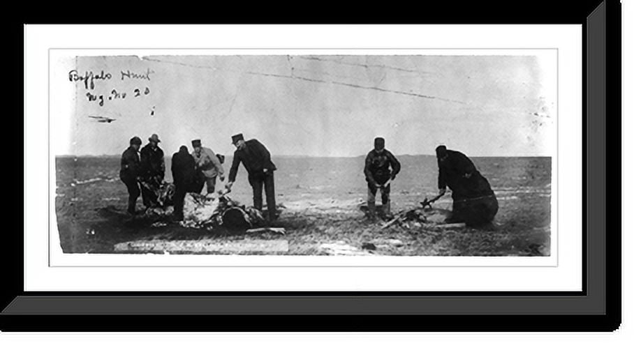 Historic Framed Print, [8-man buffalo hunt - skinning a carcass], 17-7/ ...