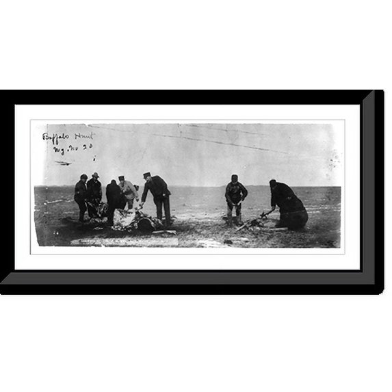 Historic Framed Print, [8-man buffalo hunt - skinning a carcass], 17-7/ ...