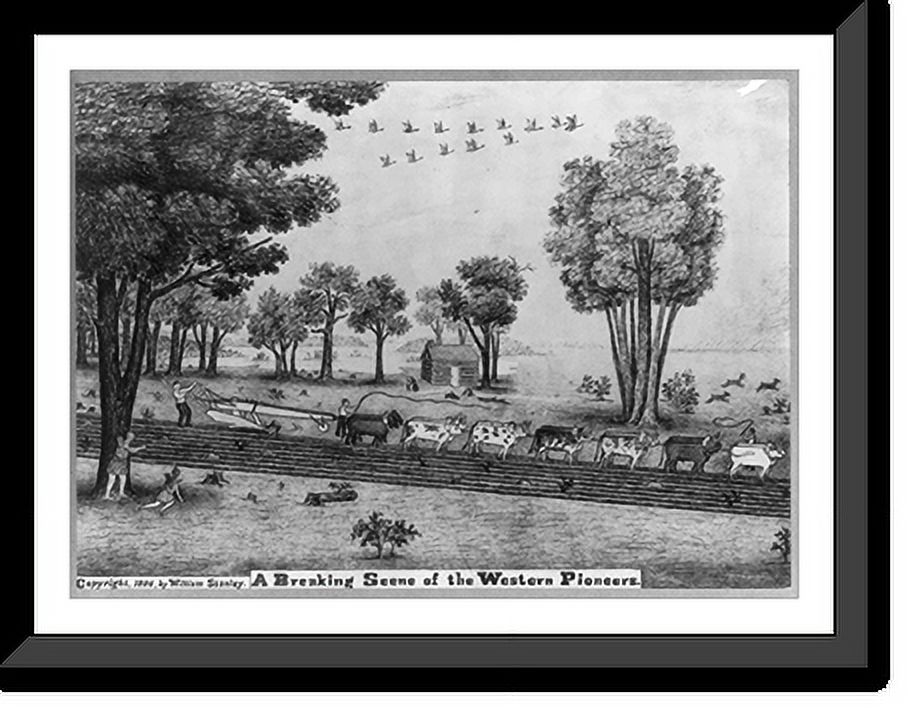 Historic Framed Print, A Breaking Scene of the Western Pioneers, 17-7/8 ...
