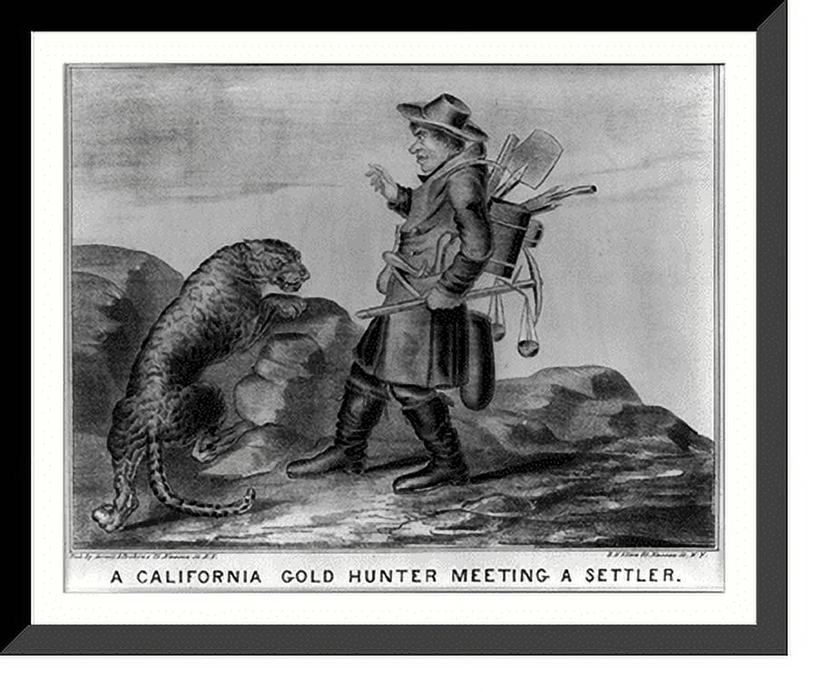 Historic Framed Print, A California gold hunter meeting a settler, 17-7 ...