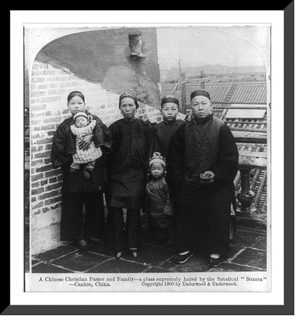 Historic Framed Print, A Chinese Christian pastor and family - a class ...