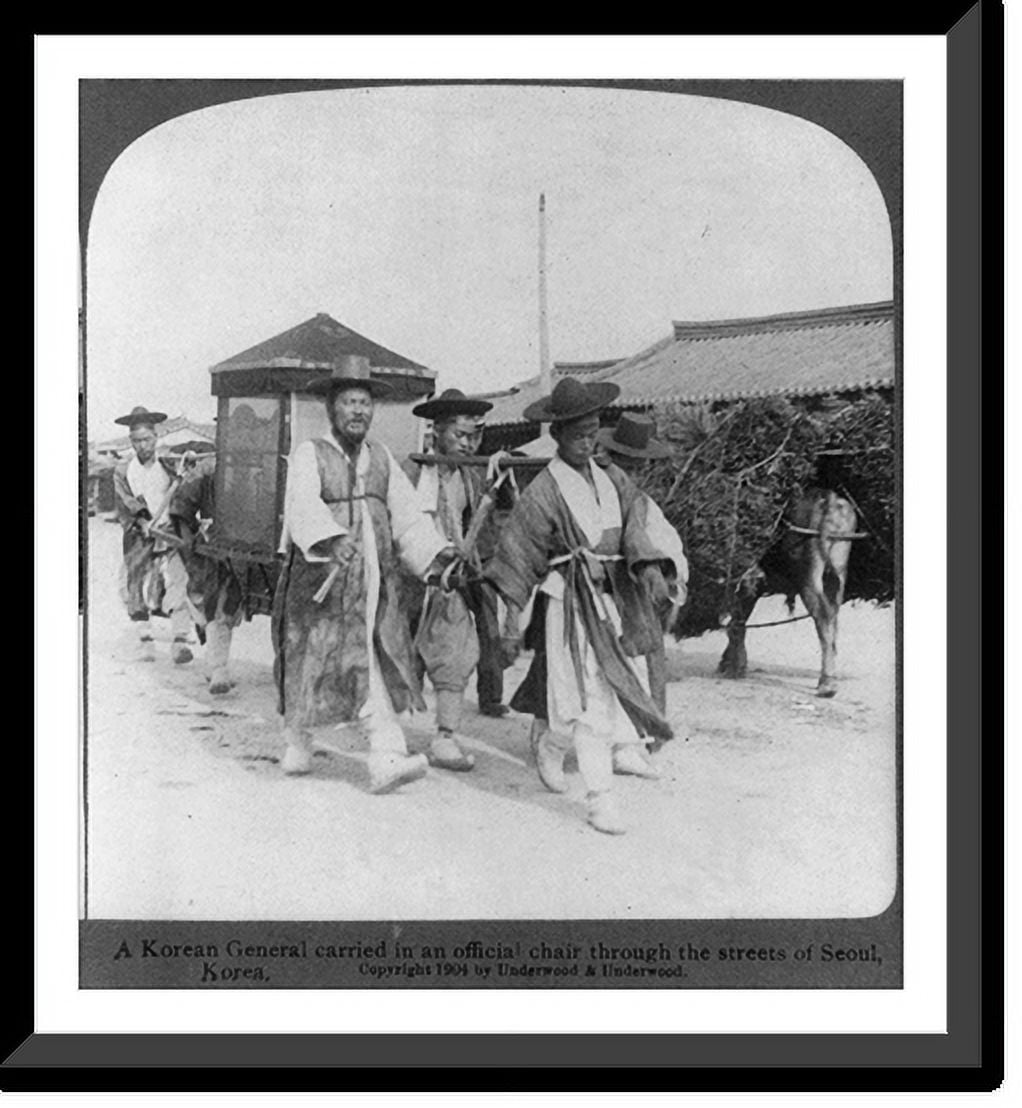 Historic Framed Print, A Korean General carried in an official chair ...
