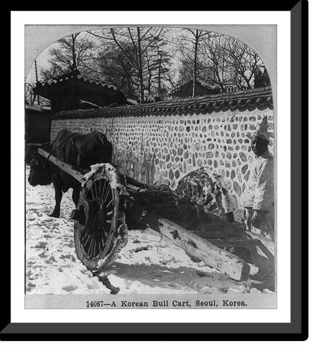 Historic Framed Print, A Korean bull cart, Seoul, Korea, 17-7/8" x 21-7 ...