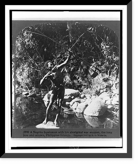 Historic Framed Print, A Negrito huntsman with his aboriginal war ...