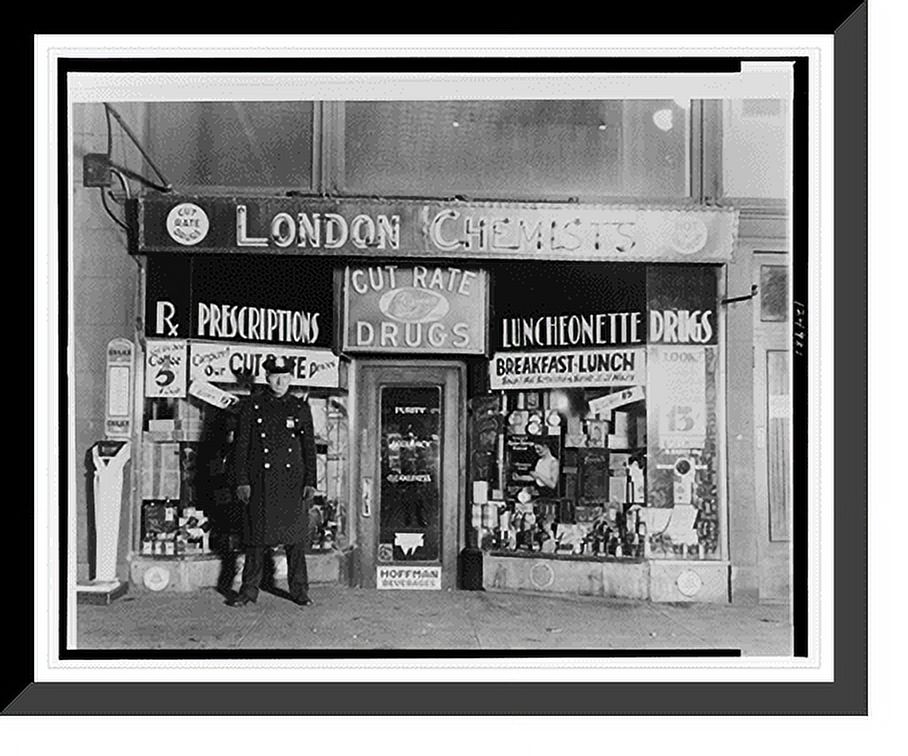 Historic Framed Print, [A New York City policeman standing in front of ...
