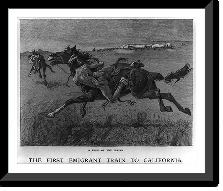 Historic Framed Print, A Peril of the Plains. The First Emigrant Train ...