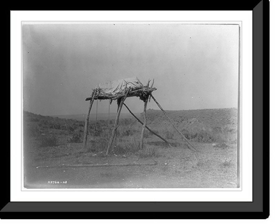 Historic Framed Print, A burial platform. Apsaroke, 17-7/8" x 21-7/8 ...